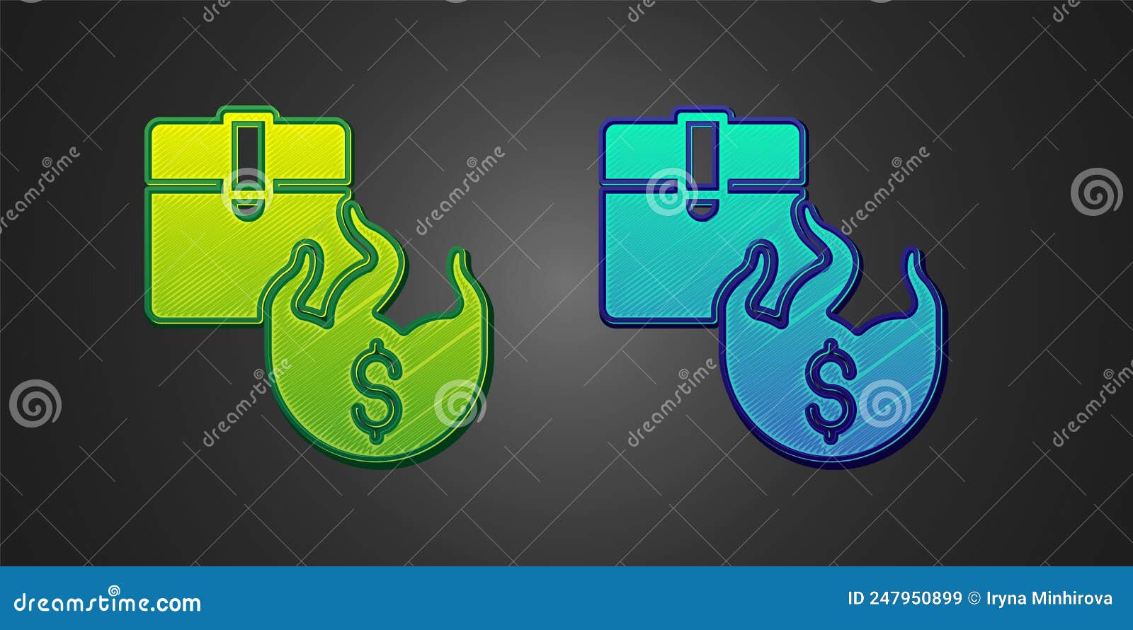 Green and Blue Hot Price Icon Isolated on Black Background. Vector ...