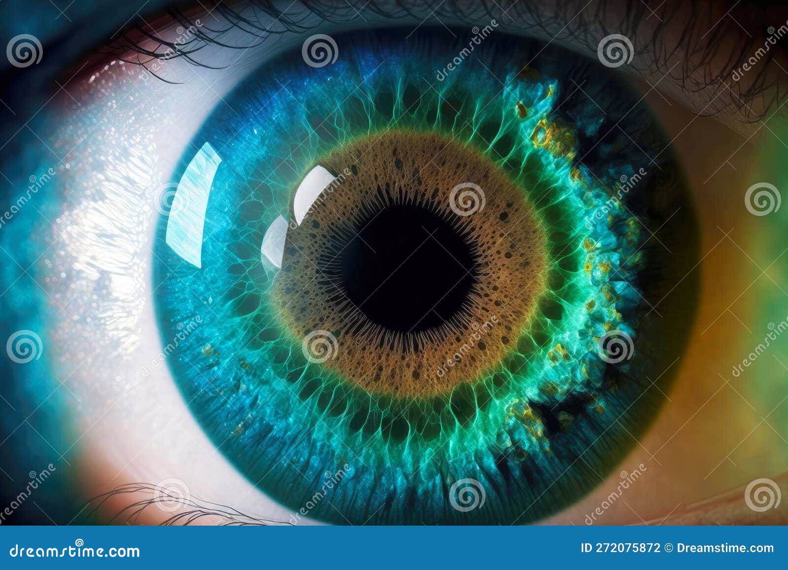 Green Blue Human Eye with Iris Pupil Edging Stock Illustration ...