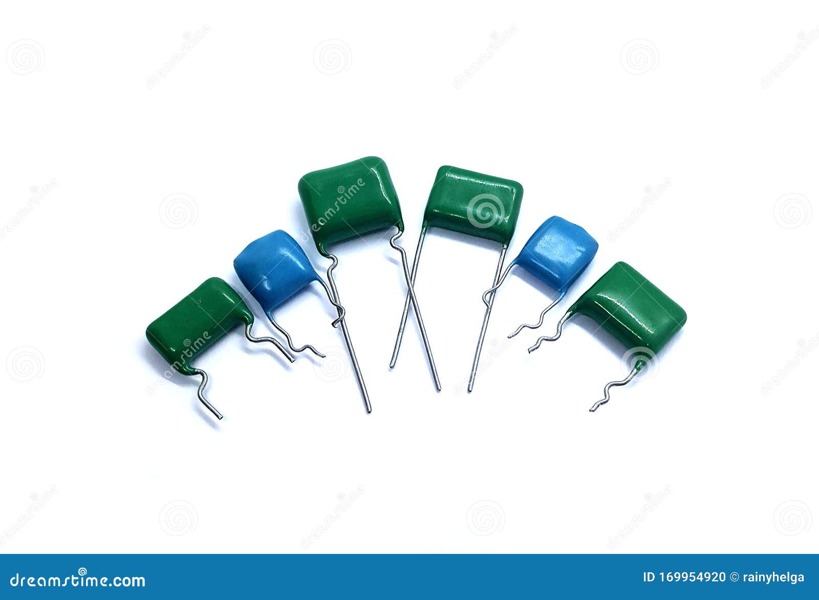 Green and Blue Isolated Capacitors on the White Background Stock Photo ...