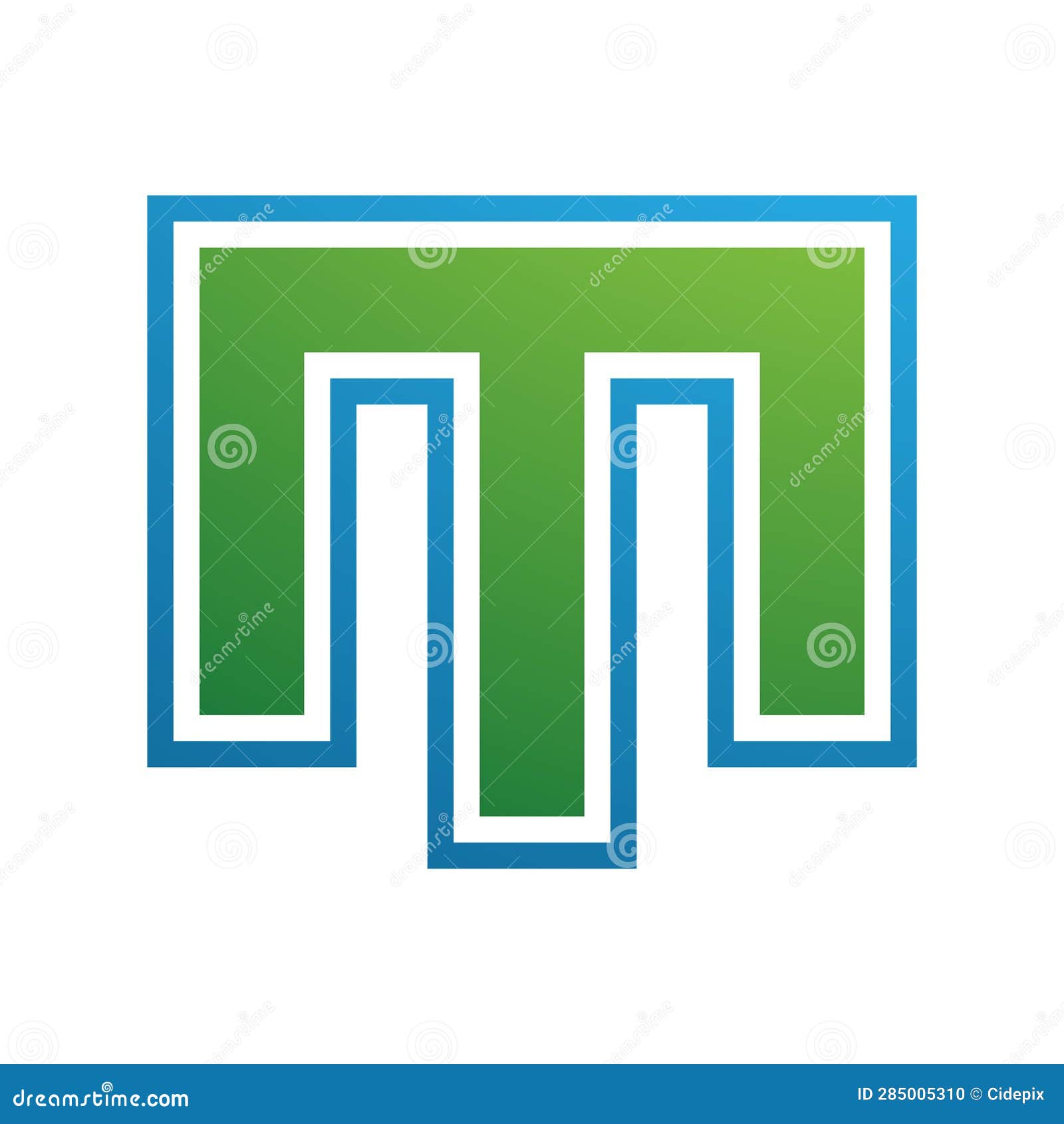Green and Blue Letter M Icon with an Outer Stripe Stock Vector ...