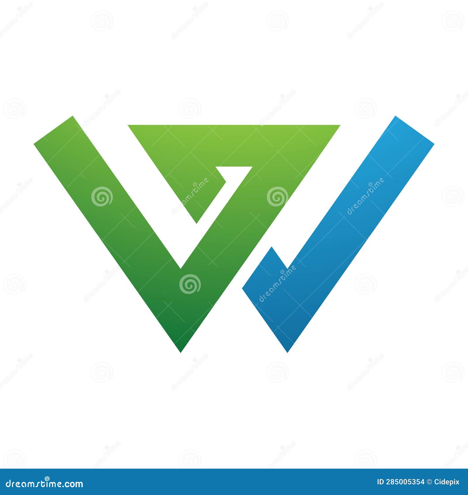 Green and Blue Letter W Icon with Intersecting Lines Stock Vector ...