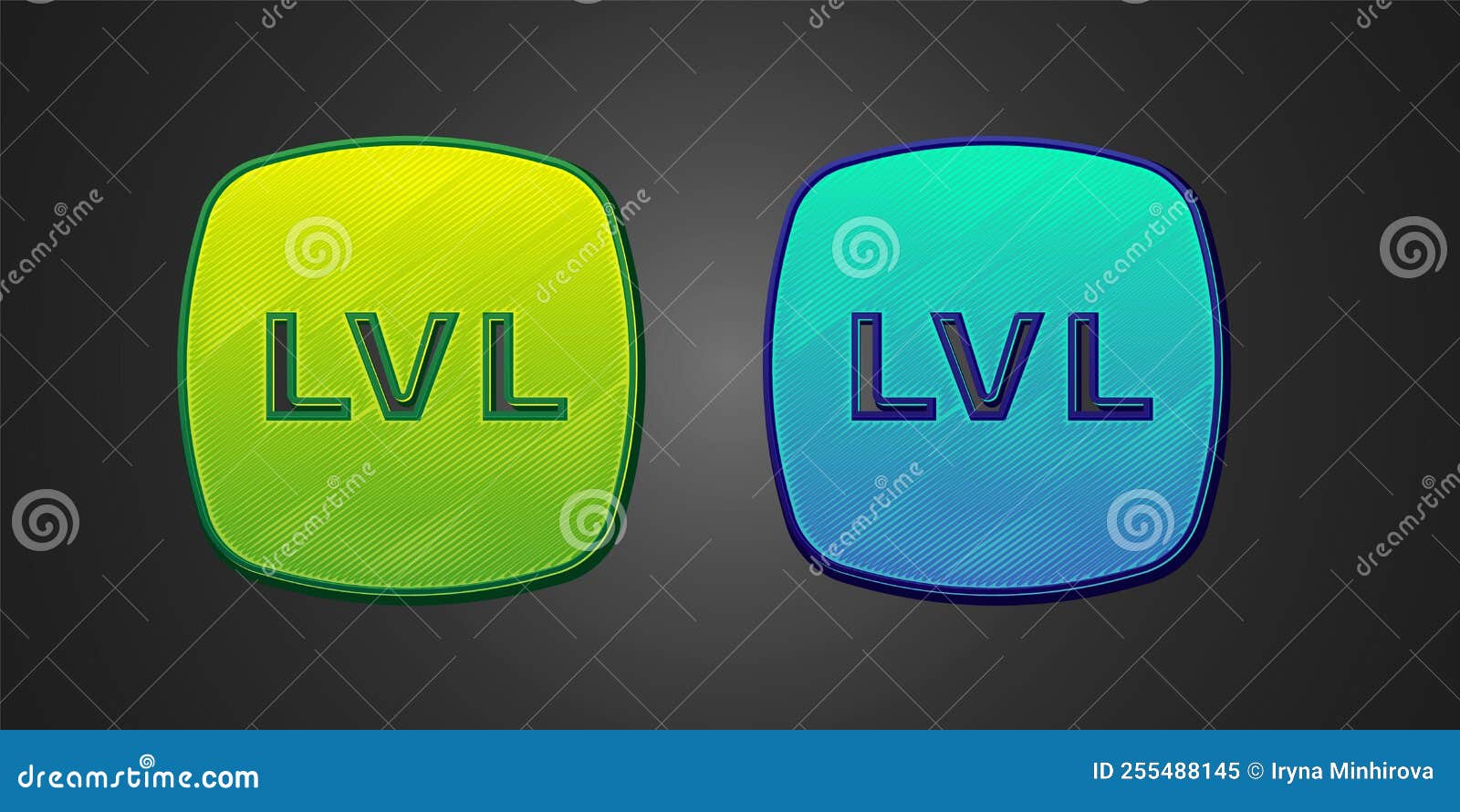 Green and Blue Level Game Icon Isolated on Black Background. Vector ...