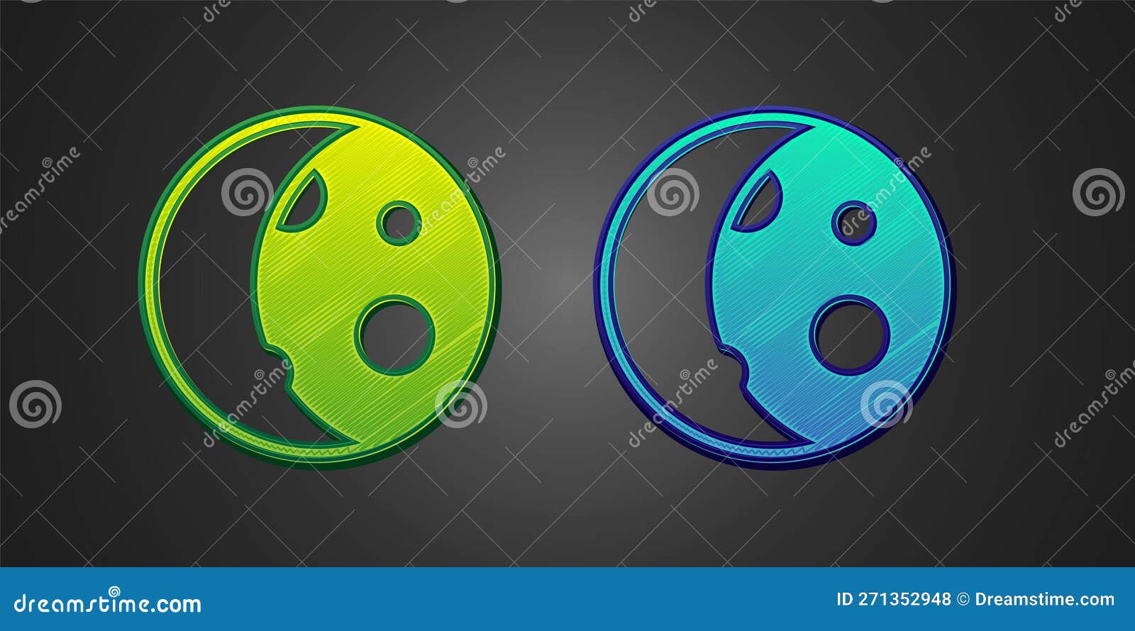 Green and Blue Moon Phases Icon Isolated on Black Background. Vector ...