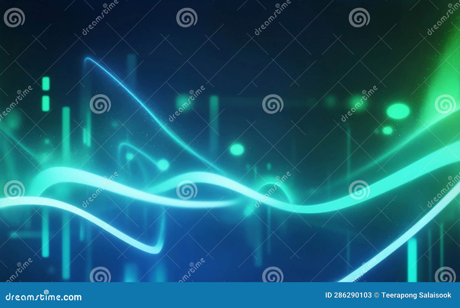 Green Blue Neon Digital Internet Wave, Generative AI Illustration Stock ...