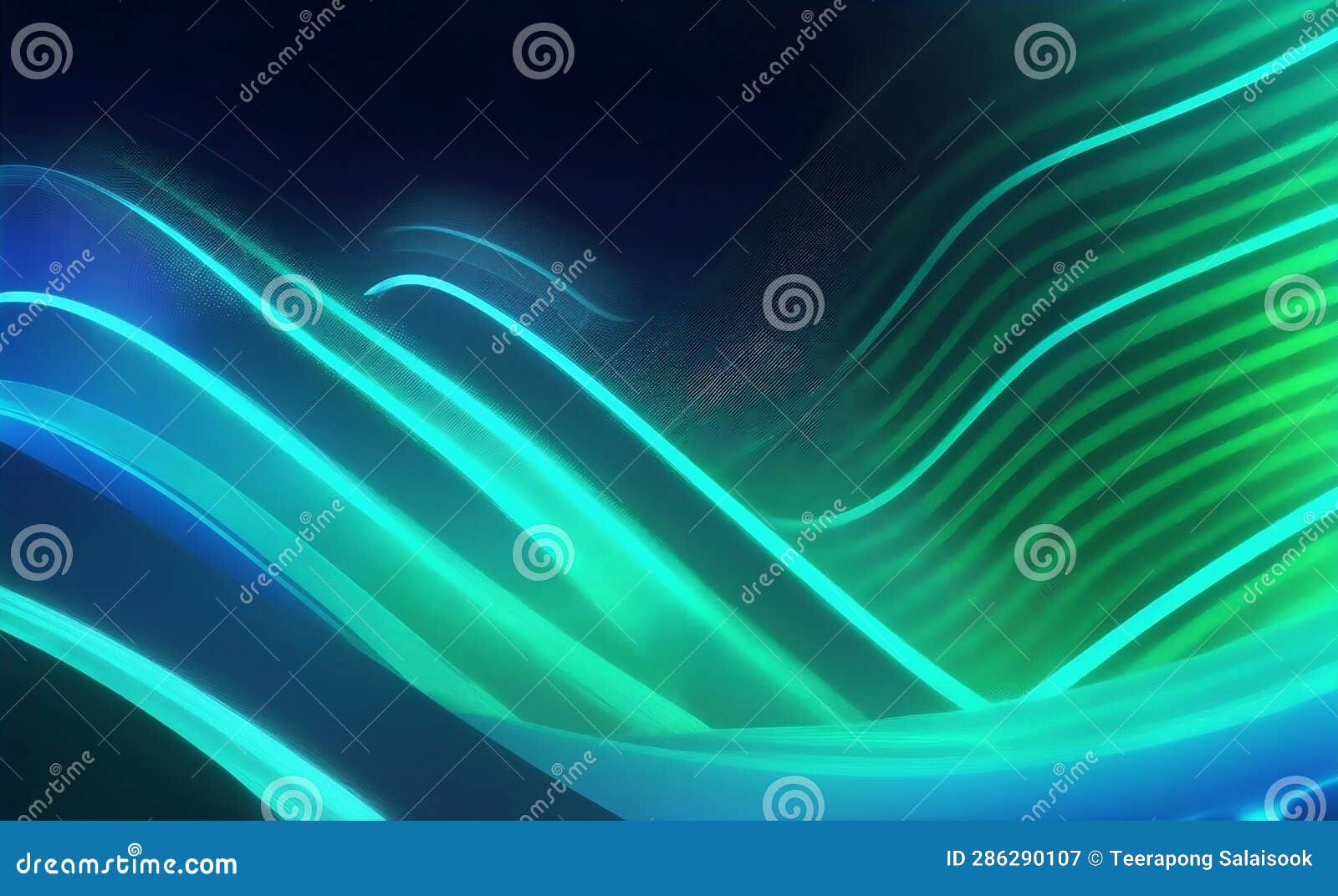 Green Blue Neon Digital Internet Wave, Generative AI Illustration Stock ...