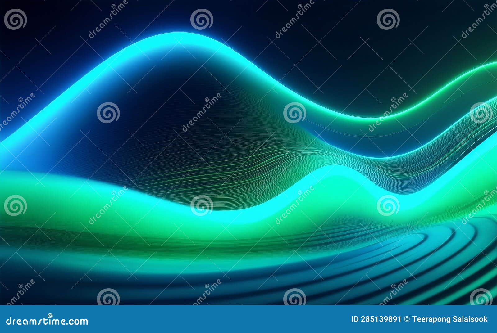Green Blue Neon Digital Internet Wave, Generative AI Illustration Stock ...