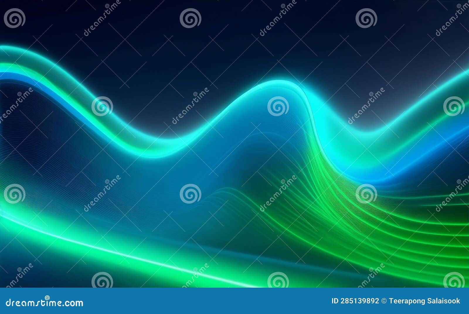 Green Blue Neon Digital Internet Wave, Generative AI Illustration Stock ...