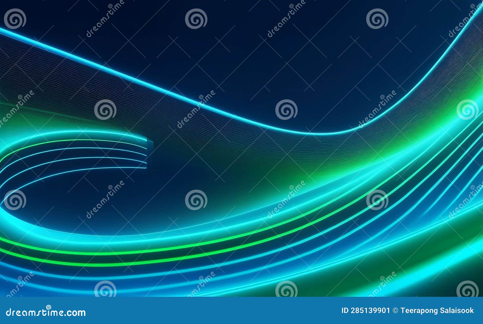 Green Blue Neon Digital Internet Wave, Generative AI Illustration Stock ...
