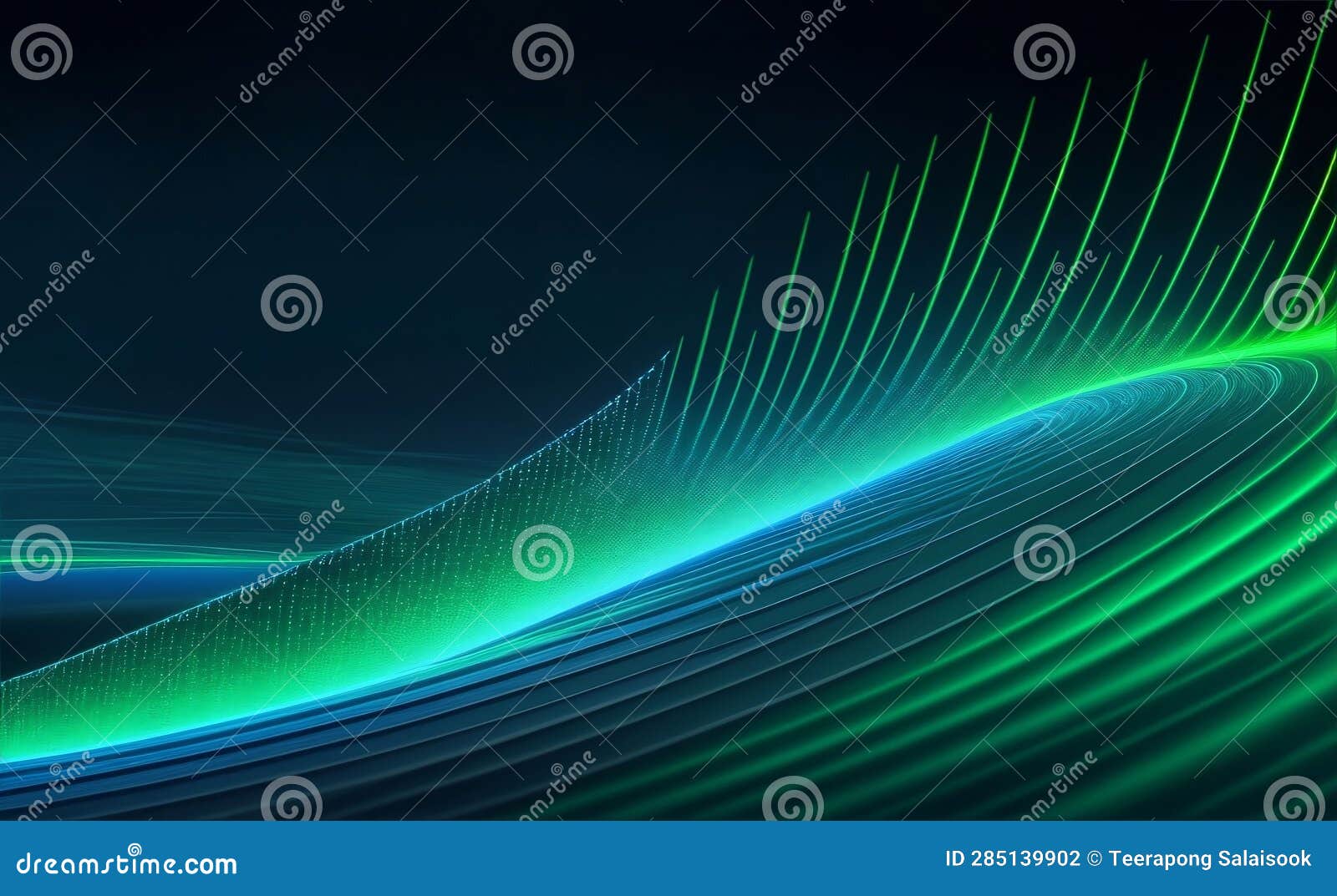 Green Blue Neon Digital Internet Wave, Generative AI Illustration Stock ...