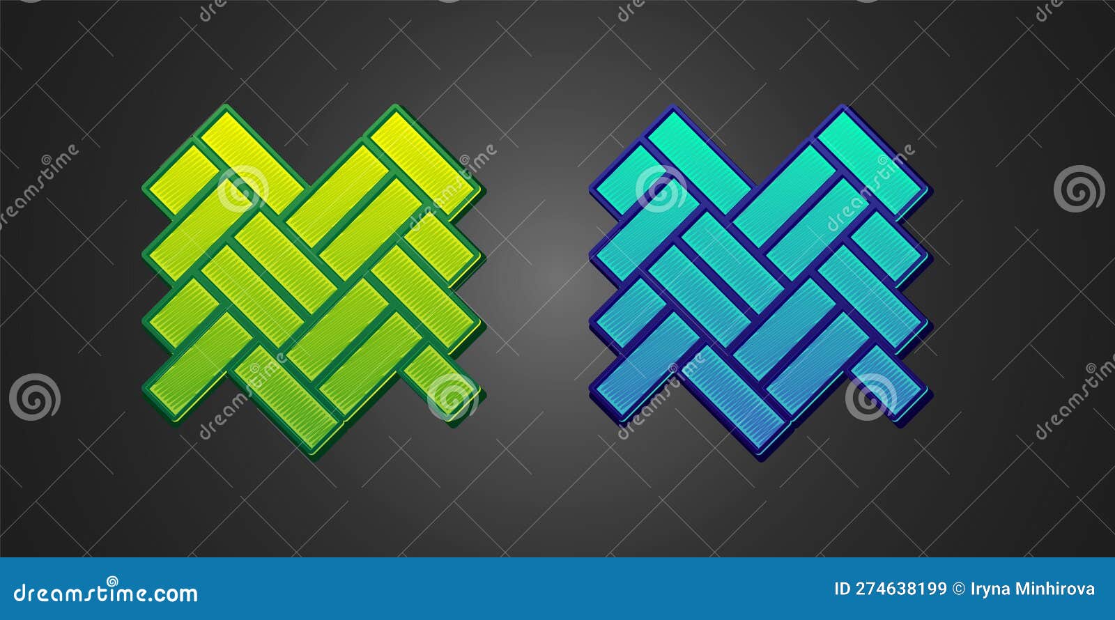 Green and Blue Parquet Icon Isolated on Black Background. Vector Stock ...