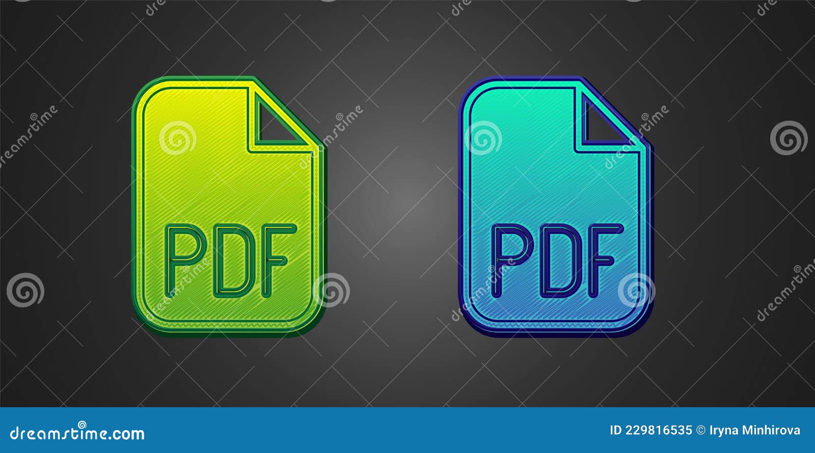 Green and Blue PDF File Document. Download Pdf Button Icon Isolated on ...