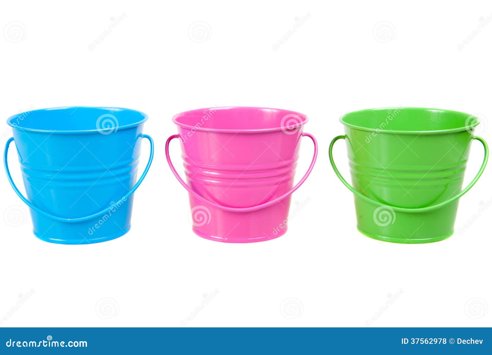 Green, Blue And Pink Pails, Buckets Stock Photo - Image of pail ...