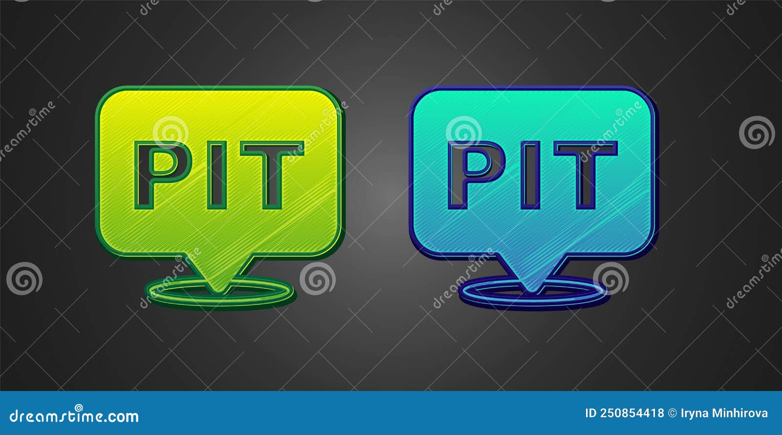 Green and Blue Pit Stop Icon Isolated on Black Background. Vector Stock ...