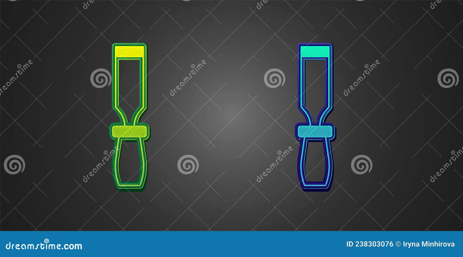 Green and Blue Rasp Metal File Icon Isolated on Black Background. Rasp ...