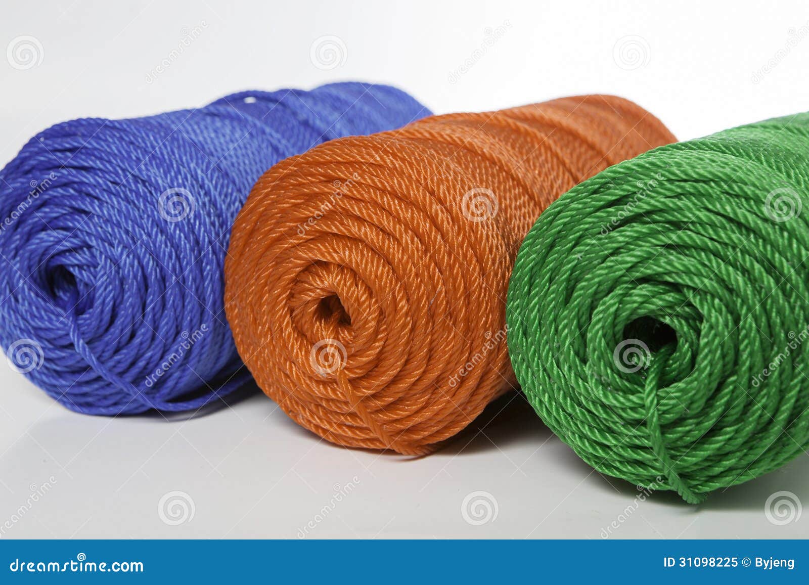 Green, Blue and Red Polyester Rope - Close Up Stock Image - Image of ...