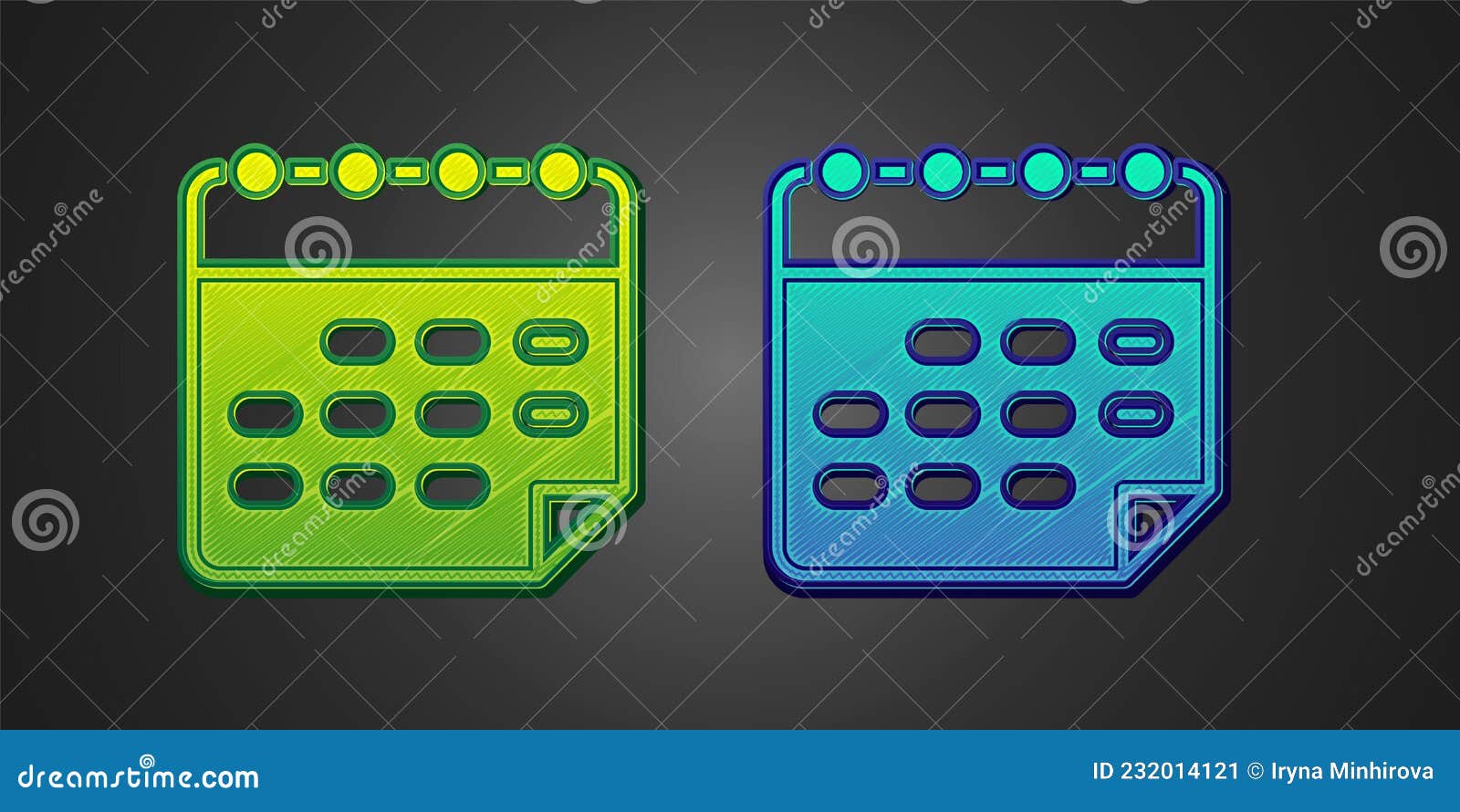 Green and Blue School Timetable Icon Isolated on Black Background ...