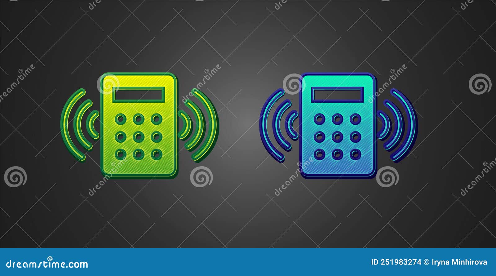 Green and Blue Security System Control Panel with Display Icon Isolated ...