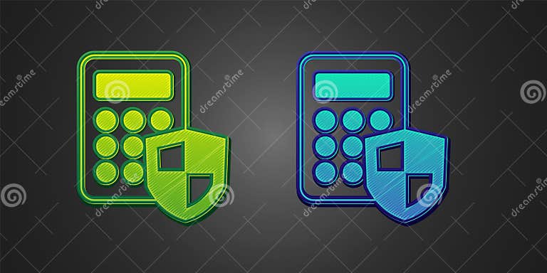 Green and Blue Security System Control Panel with Display Icon Isolated ...