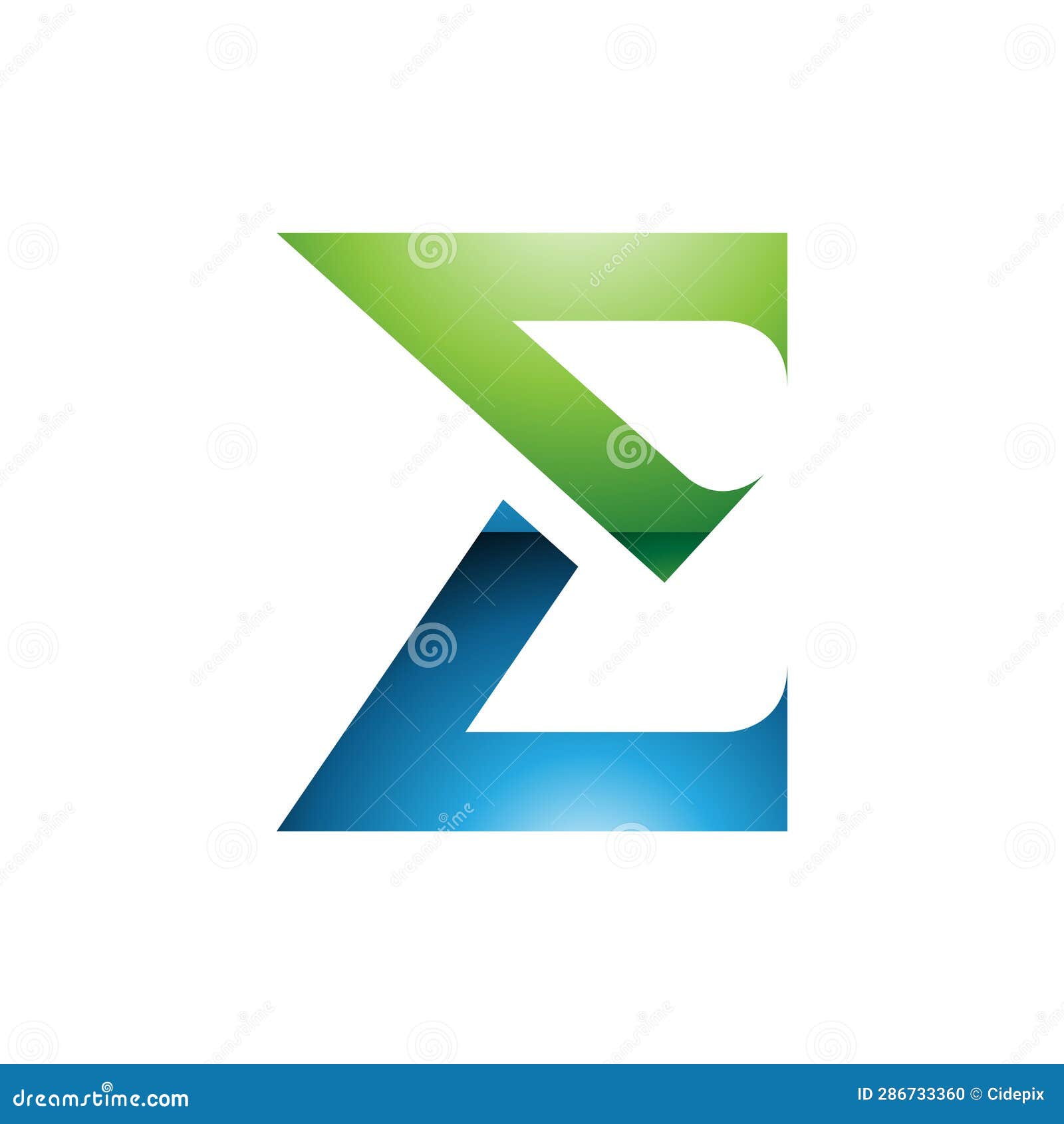Green and Blue Sharp Glossy Elegant Letter E Icon Stock Vector ...