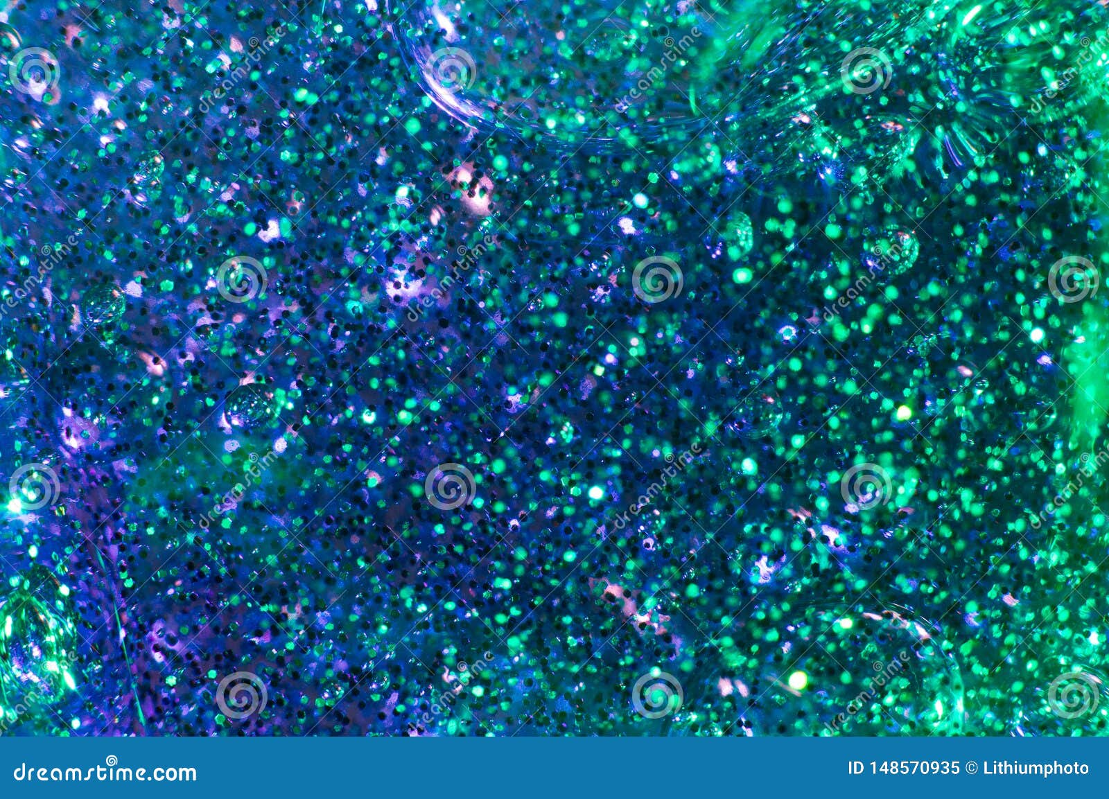 Green and Blue Slime with Glittering Particles Stock Image - Image of ...