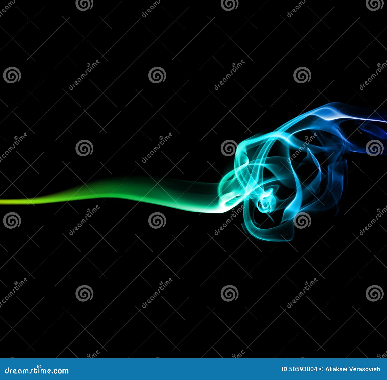 Green and Blue Smoke on Dark Stock Photo - Image of colorful, graceful ...