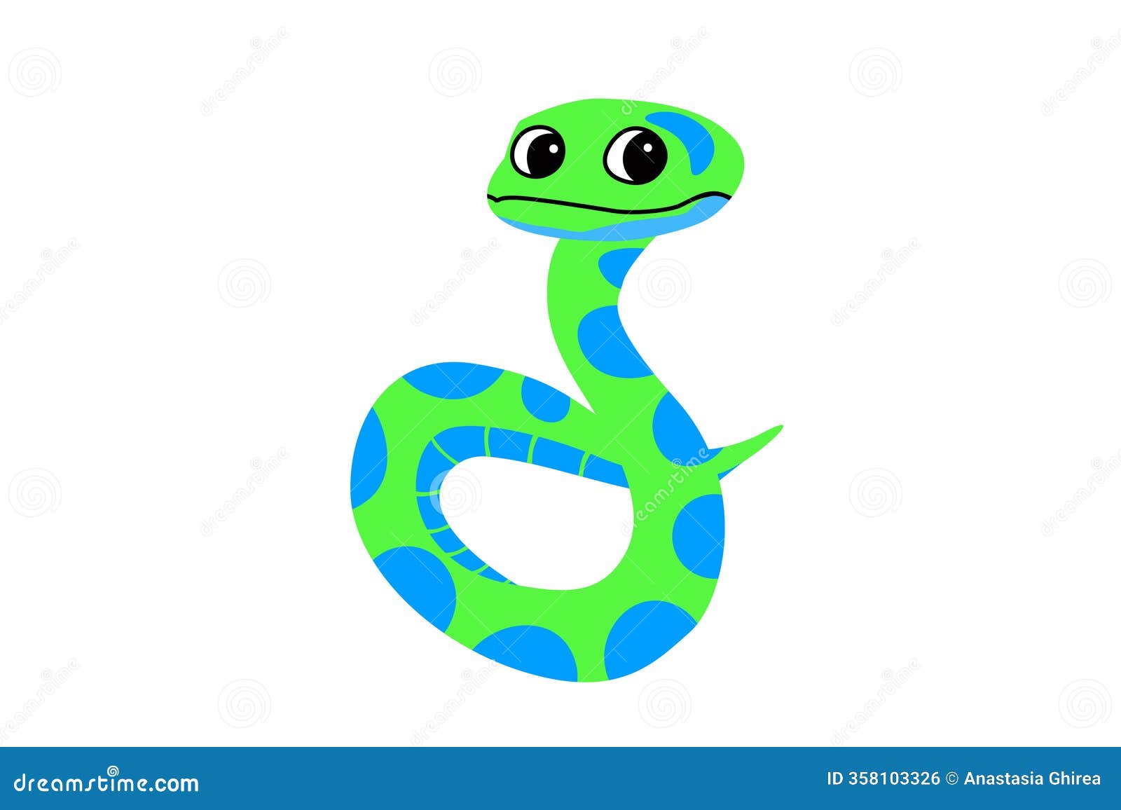 Blue Snake Coiling Heart Shape In Hand-Drawn Illustration ...