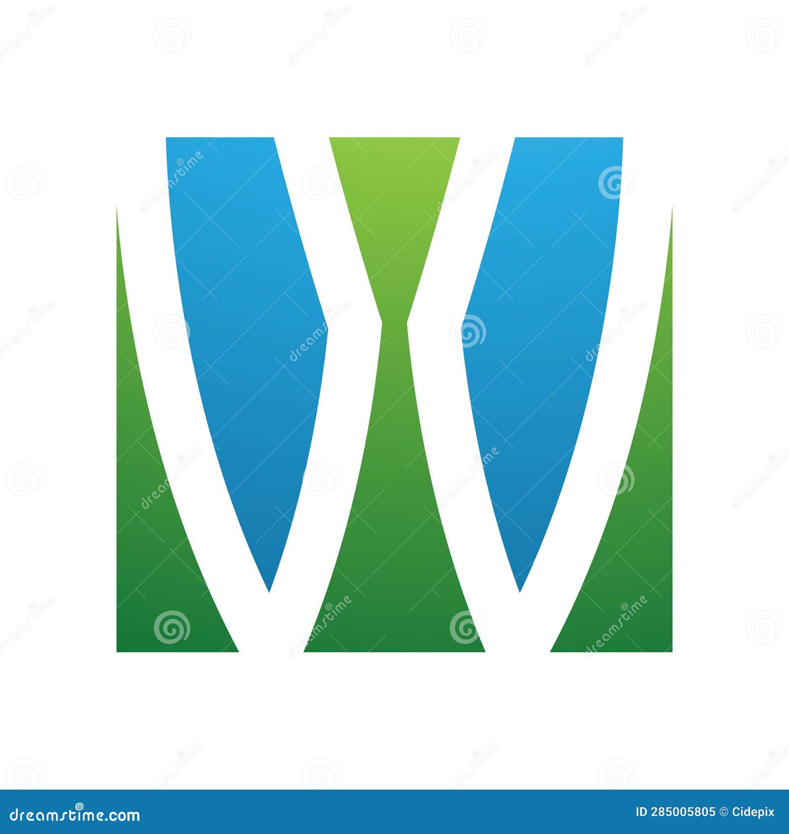 Green and Blue Square Shaped Letter W Icon Stock Vector - Illustration ...