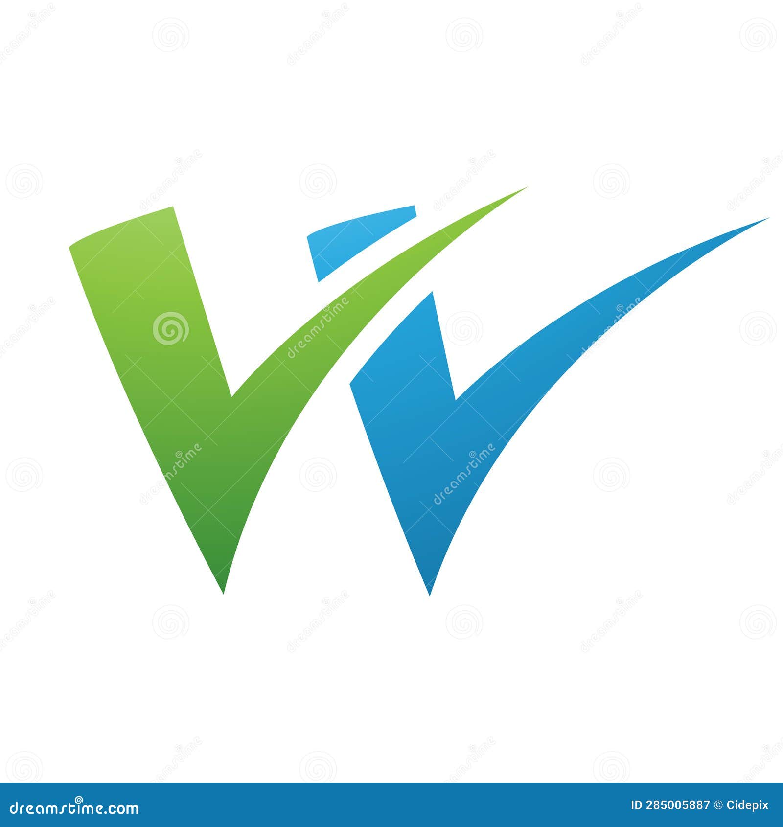 Green and Blue Tick Shaped Letter W Icon Stock Vector - Illustration of ...