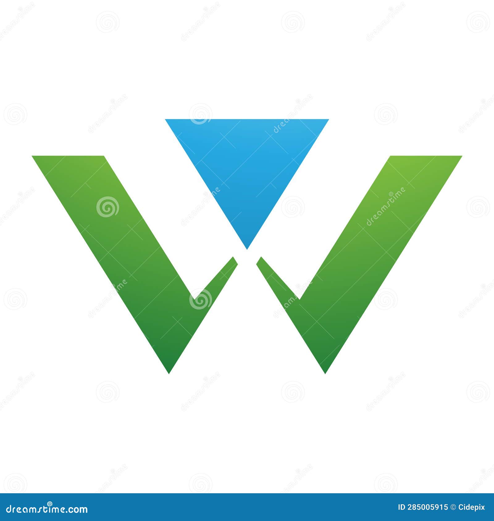 Green and Blue Triangle Shaped Letter W Icon Stock Vector ...