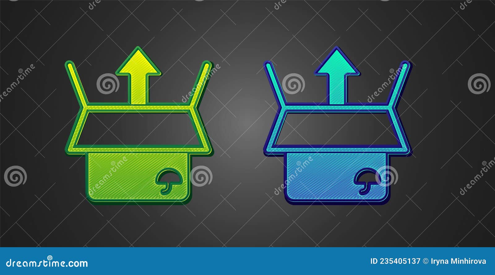 Green and Blue Unboxing Icon Isolated on Black Background. Vector Stock ...