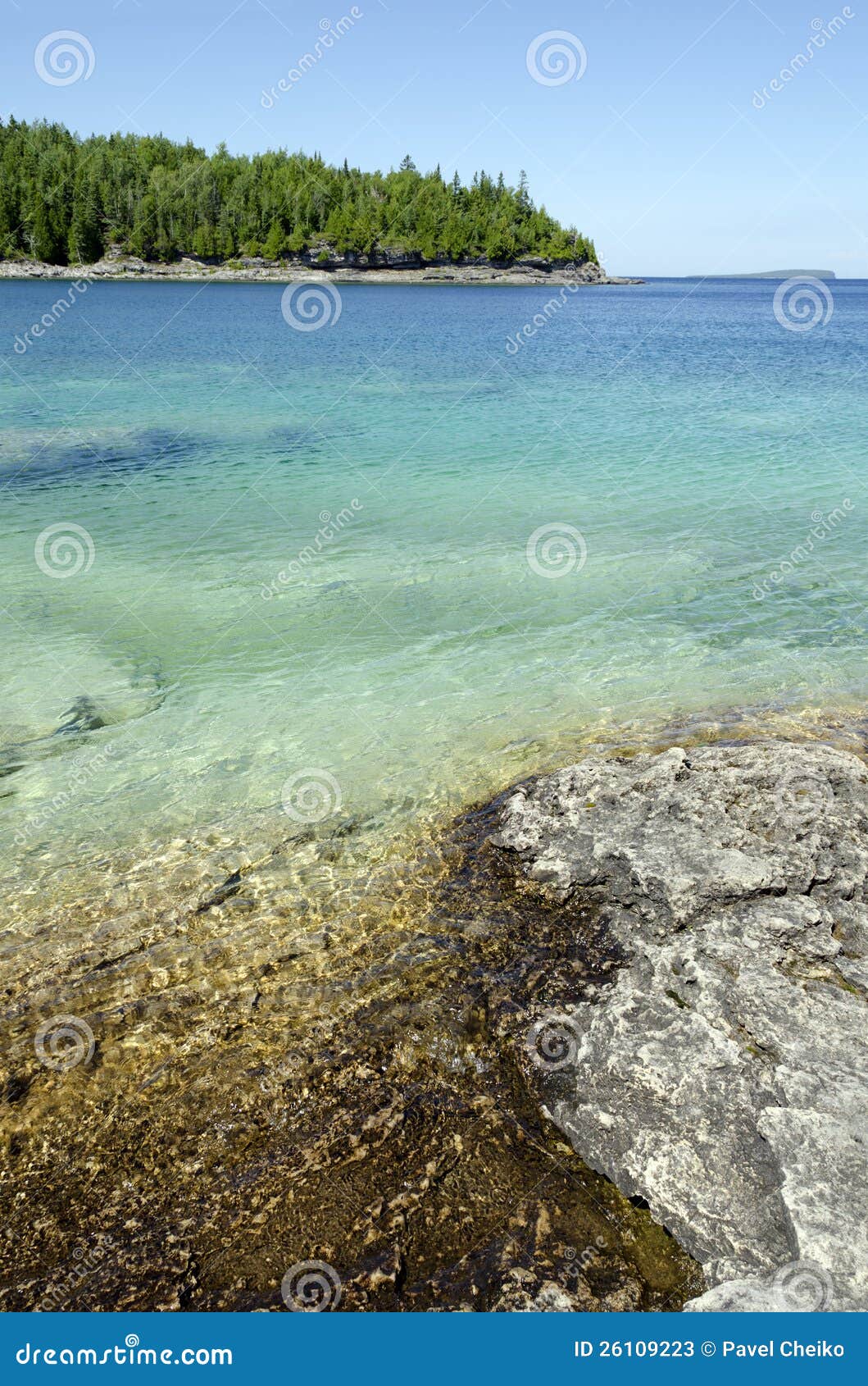 Green and Blue Water of Huron Lake Stock Image - Image of outdoors ...