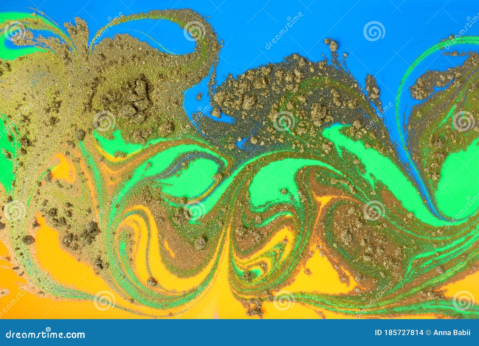 Green and Blue Wave Texture with Golden Powder Scattering. Stock Photo ...