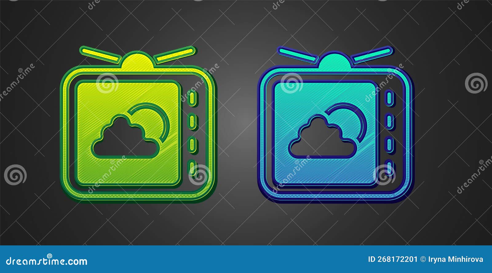 Green and Blue Weather Forecast Icon Isolated on Black Background ...