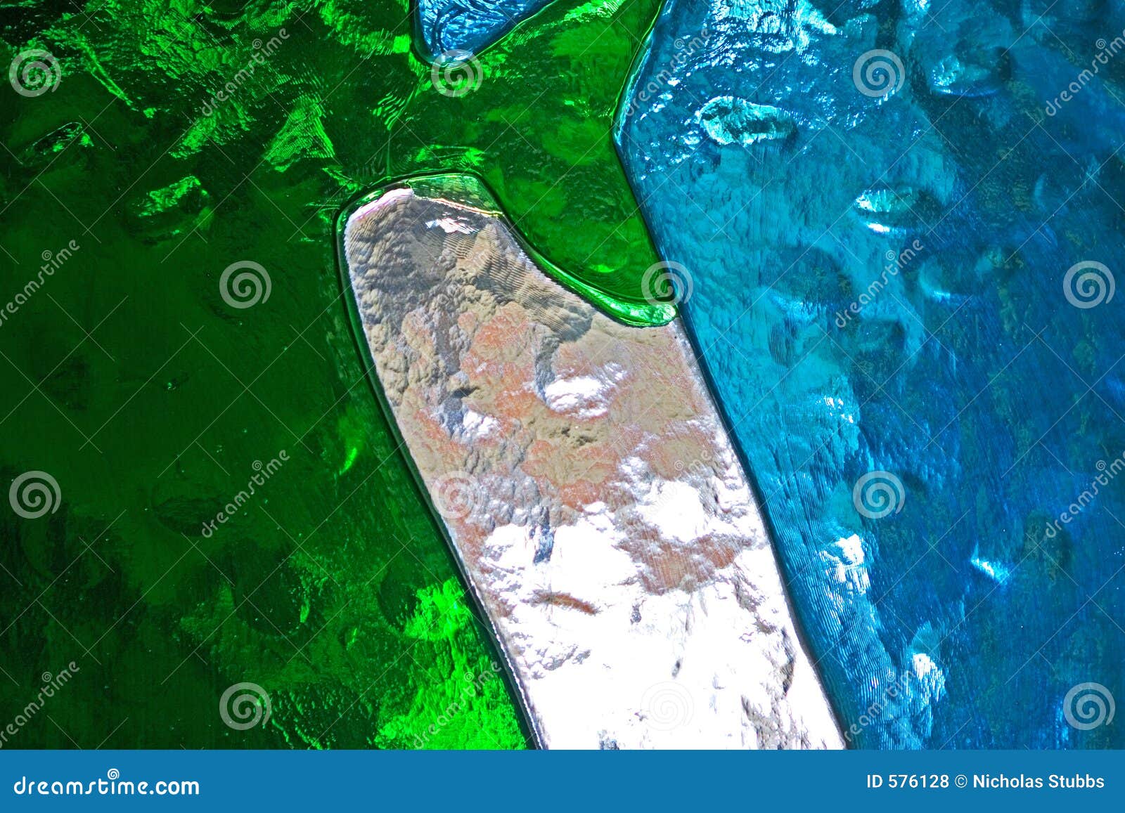 Green Blue And White Colours Of A Stained Glass Window Picture. Image ...