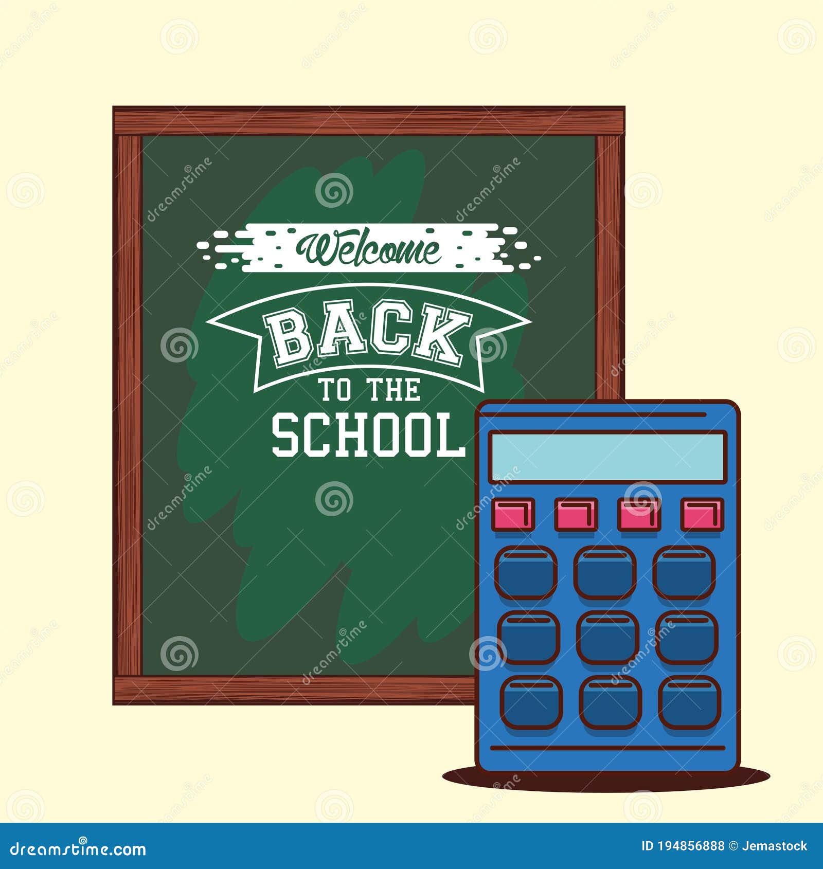 Green Board with Calculator of Back To School Vector Design Stock ...