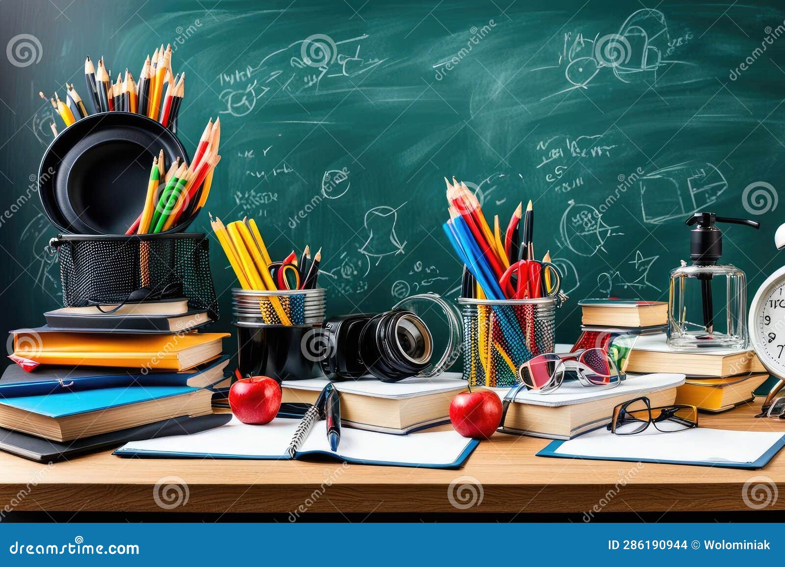 Background Green Board - Back To School Concept Stock Illustration ...