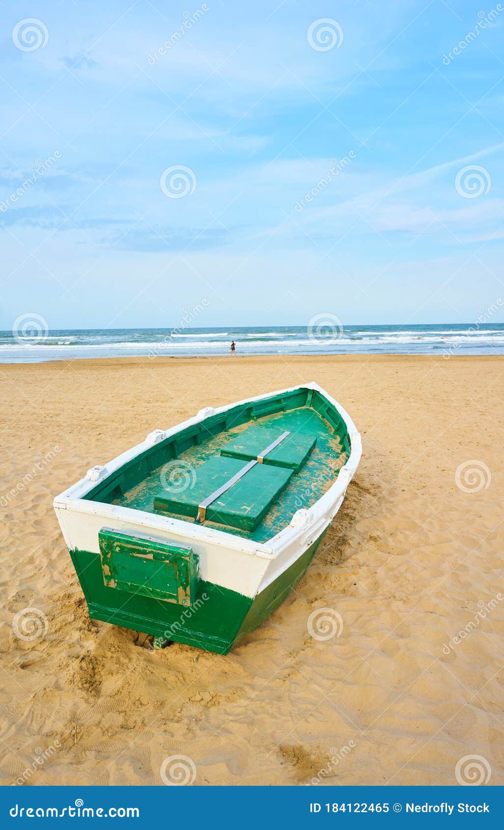 Green Boat in the Sand on the Beach Stock Image - Image of exotic ...