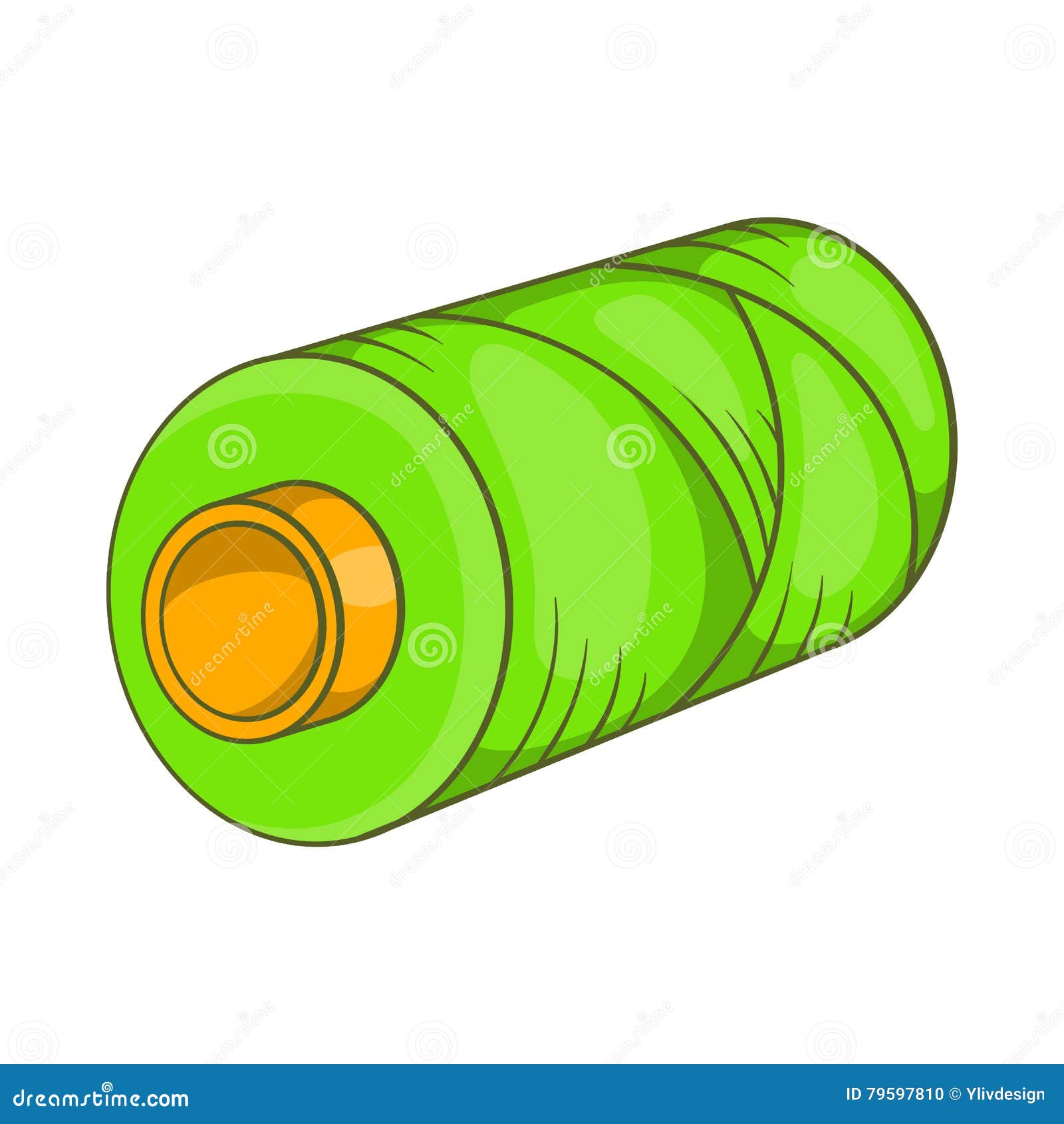 Green Bobbin of Thread Icon, Cartoon Style Stock Vector - Illustration ...