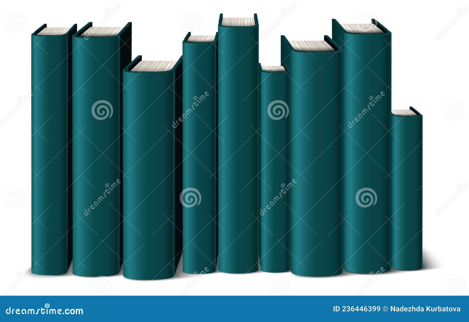 Green Book Spines Mockup. Stack of Hardcovers Standing Stock Vector ...