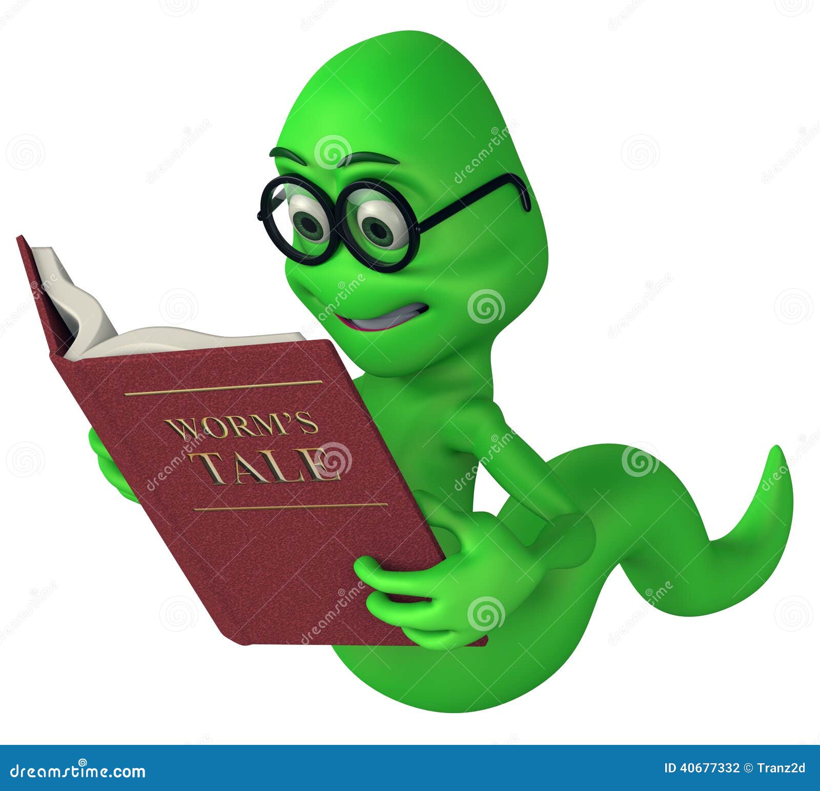 Green bookworm stock illustration. Illustration of happy - 40677332