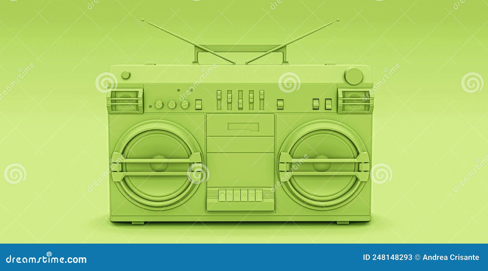 Green Boombox Isolated on Green Background Stock Illustration ...