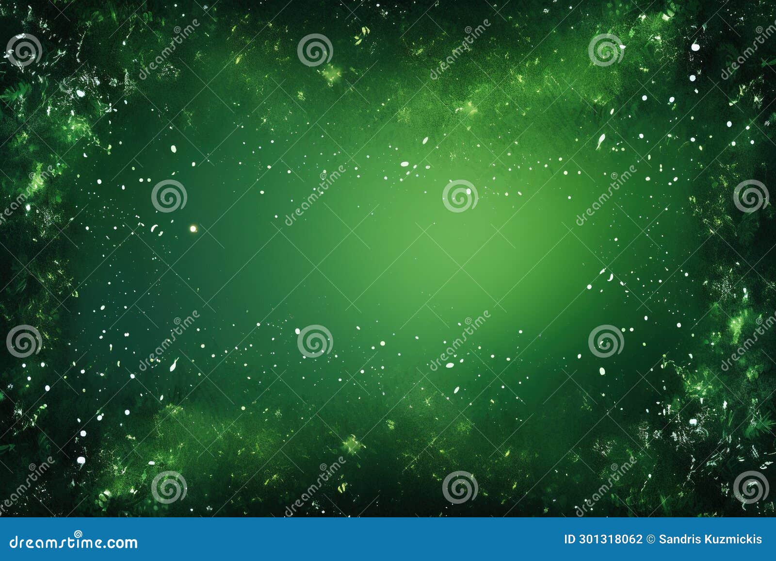 Green Botany Sparkle Splatter Border. Generative AI Stock Illustration ...