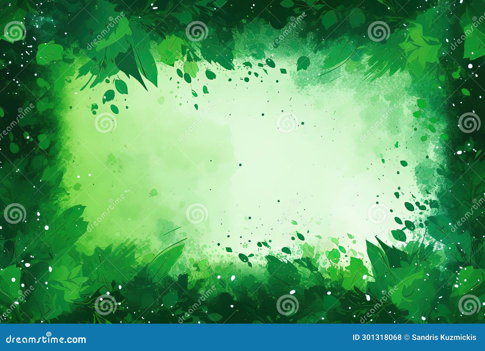 Green Botany Sparkle Splatter Border. Generative AI Stock Illustration ...