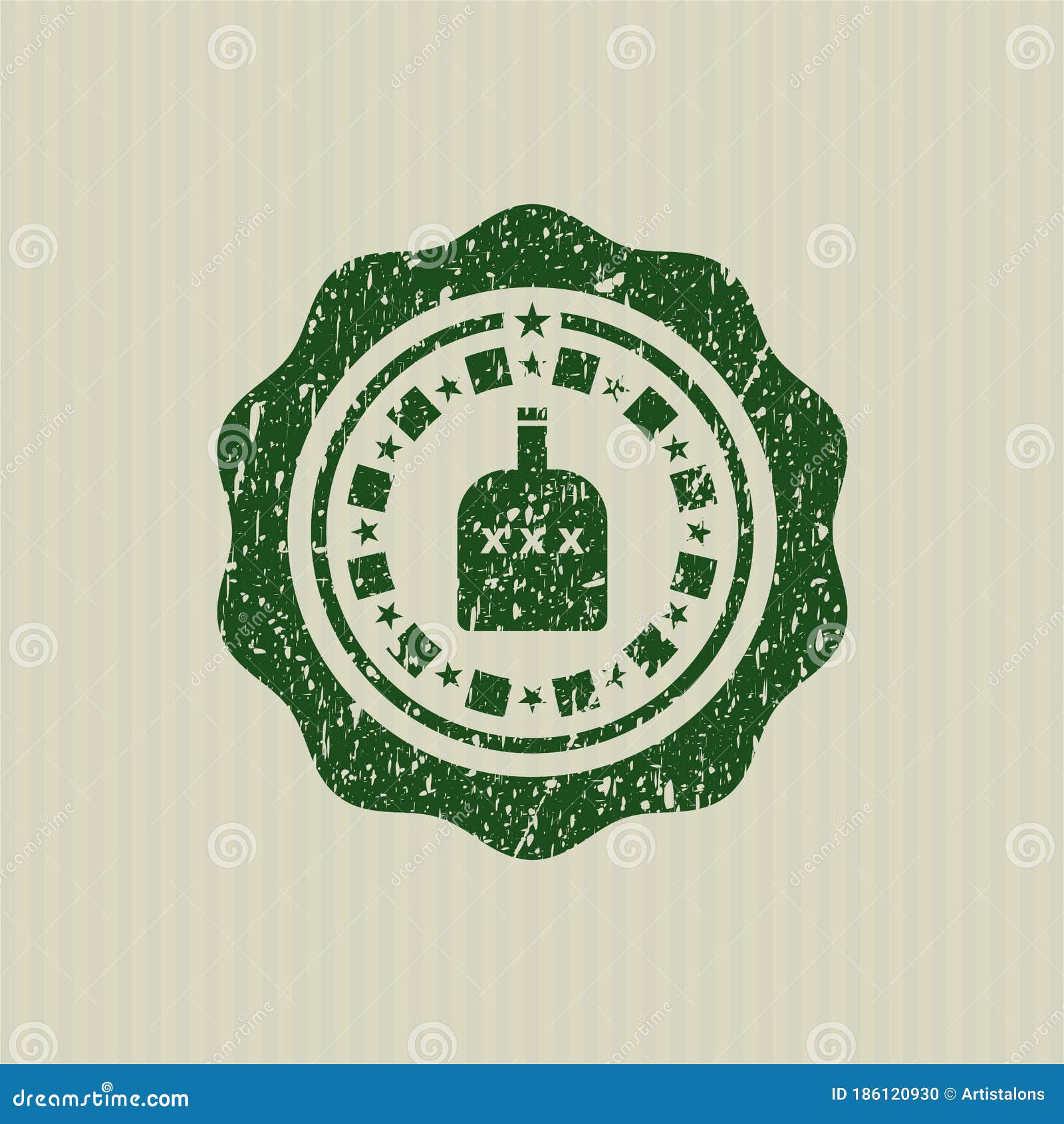 Green Bottle of Alcohol Icon Inside Distressed Rubber Grunge Texture ...