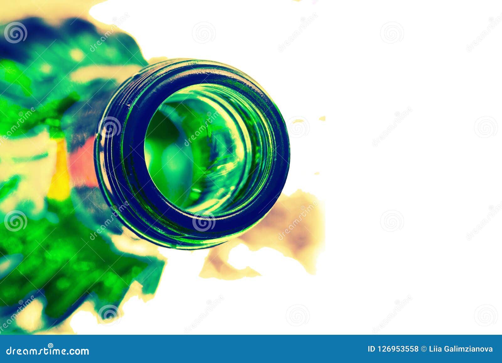 Green Bottle with Alcohol on Light Background.close Up Stock Photo ...
