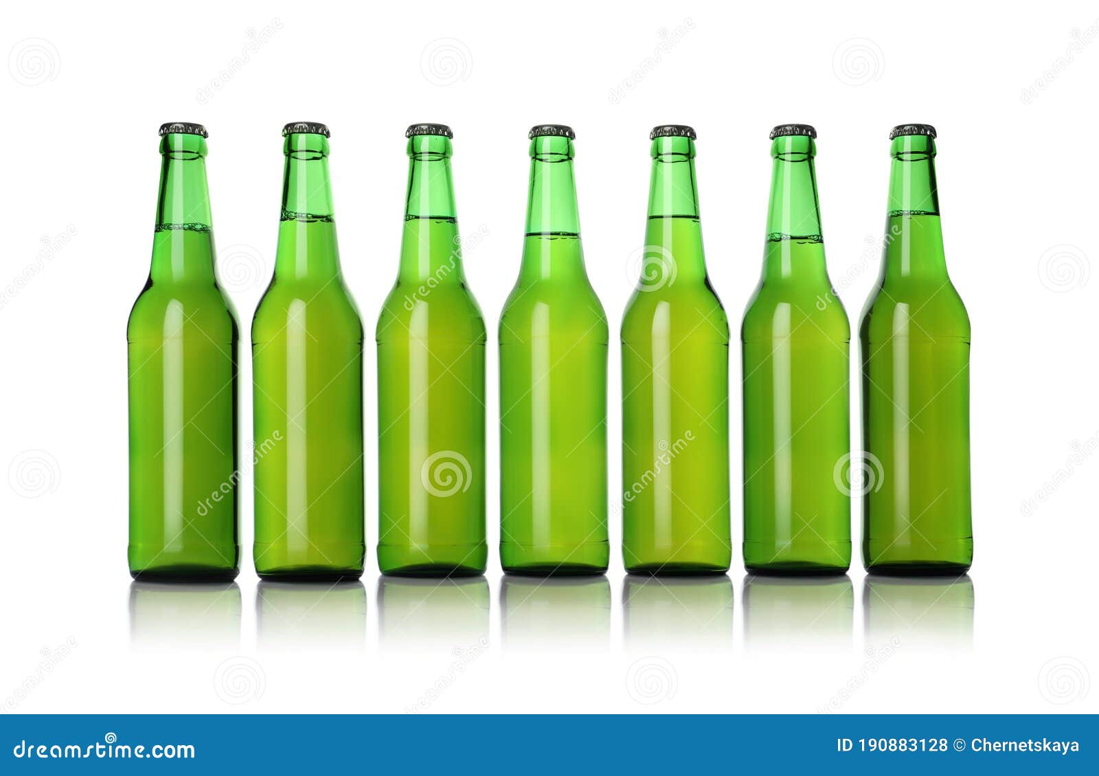 Green Bottles with Beer Isolated Stock Photo - Image of alcohol, liquor ...