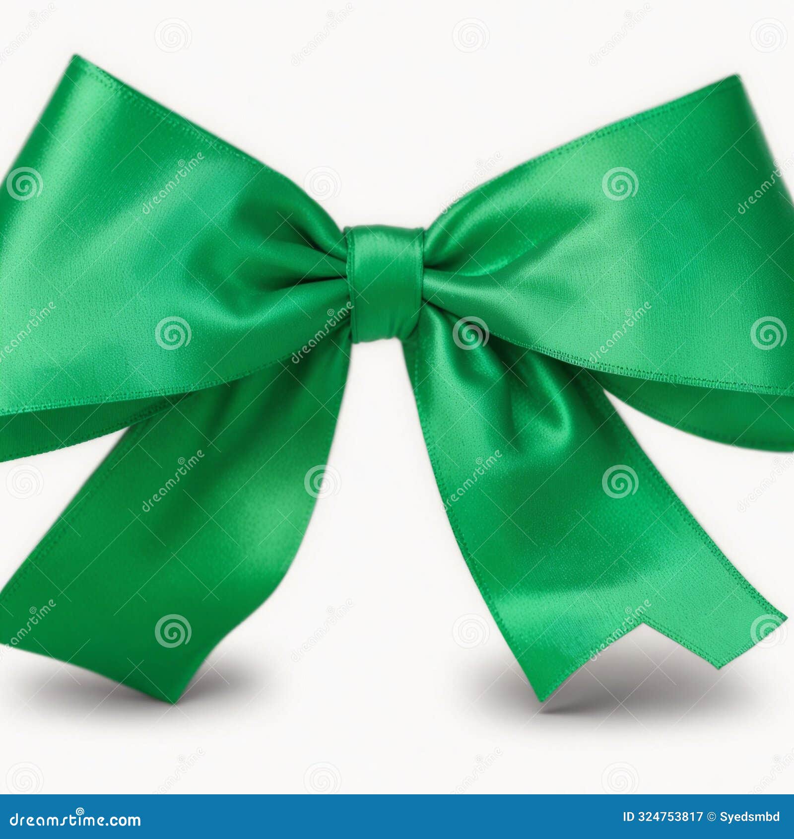 Green Bow with Horizontal Ribbon, Isolated on White Background Stock ...