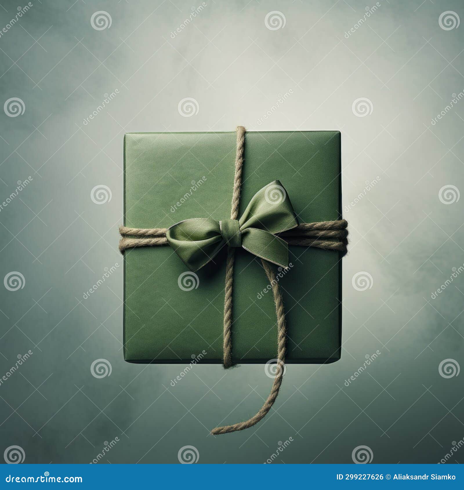 A Green Box with a Bow Tied with a String Stock Photo - Image of ...