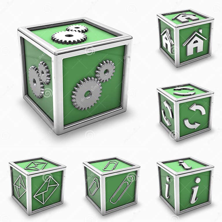 Green box icon set stock illustration. Illustration of green - 16720001