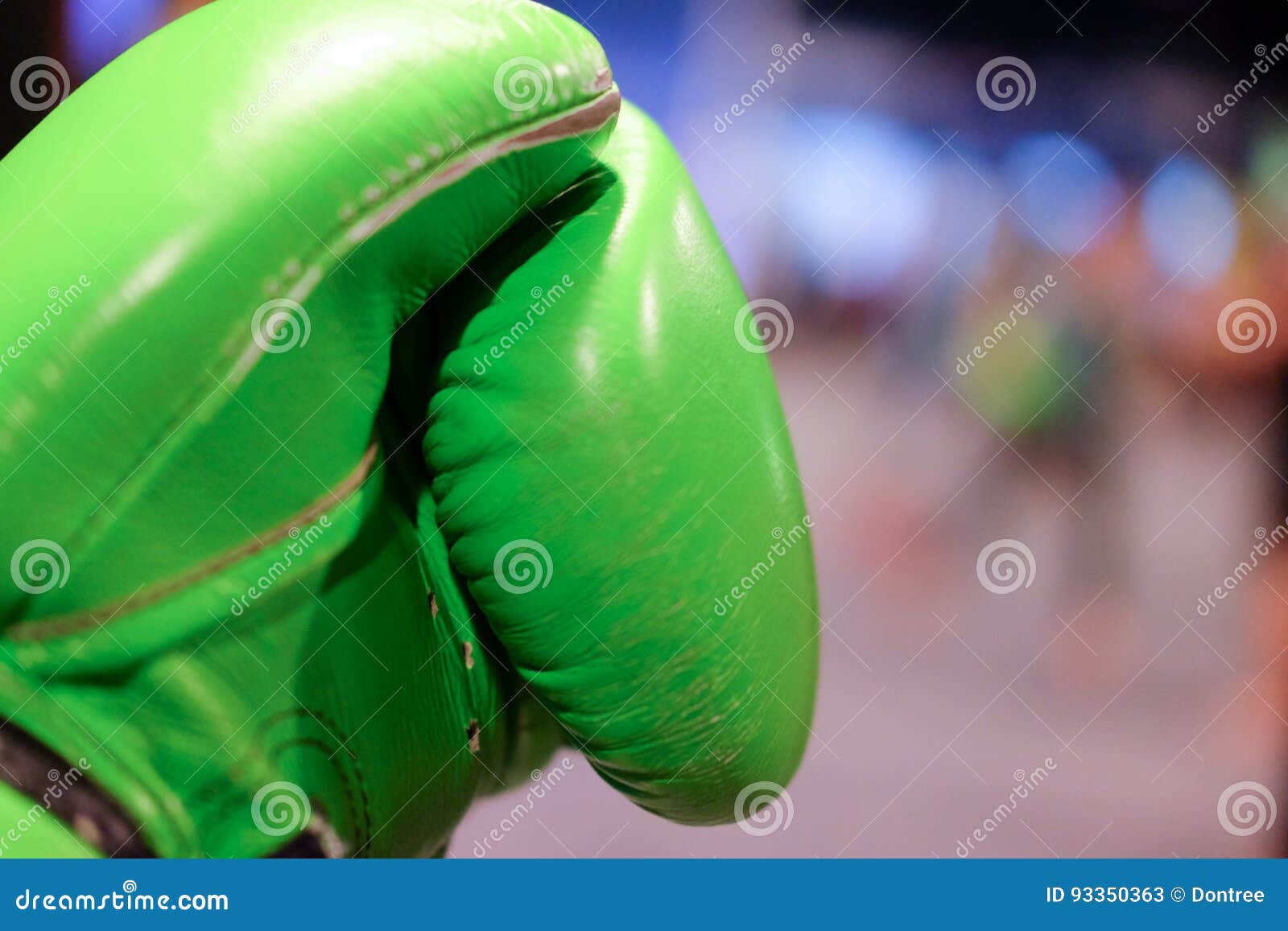 Green Boxing Glove with Blurred Background Stock Image - Image of blur ...